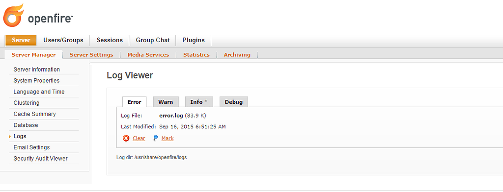 Log Viewer Page - Not Displaying Logs - Openfire Support - Ignite Realtime Community Forums