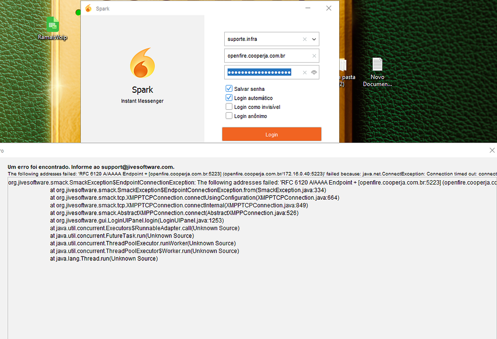 Erro ao acessar spark - Spark - Ignite Realtime Community Forums