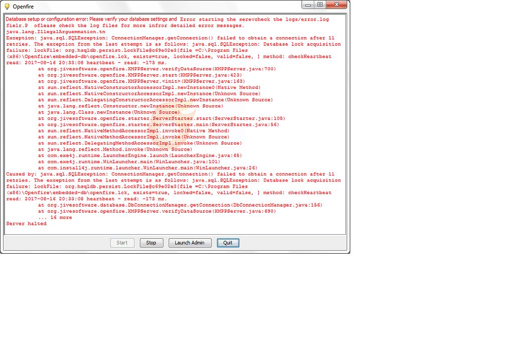 Openfire Error Cannot Connect Openfire Support Ignite Realtime Community Forums 9885