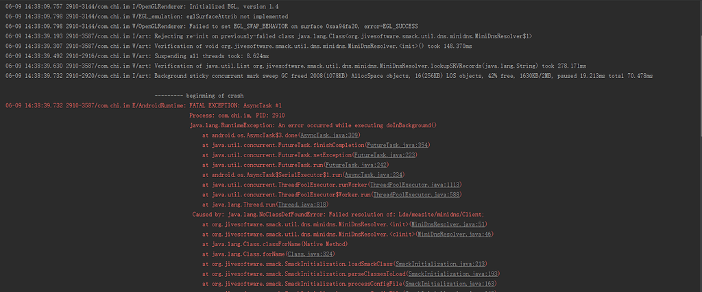 Caused by: java.lang.NoClassDefFoundError: Failed resolution of: Lde/measite/minidns/Client ...